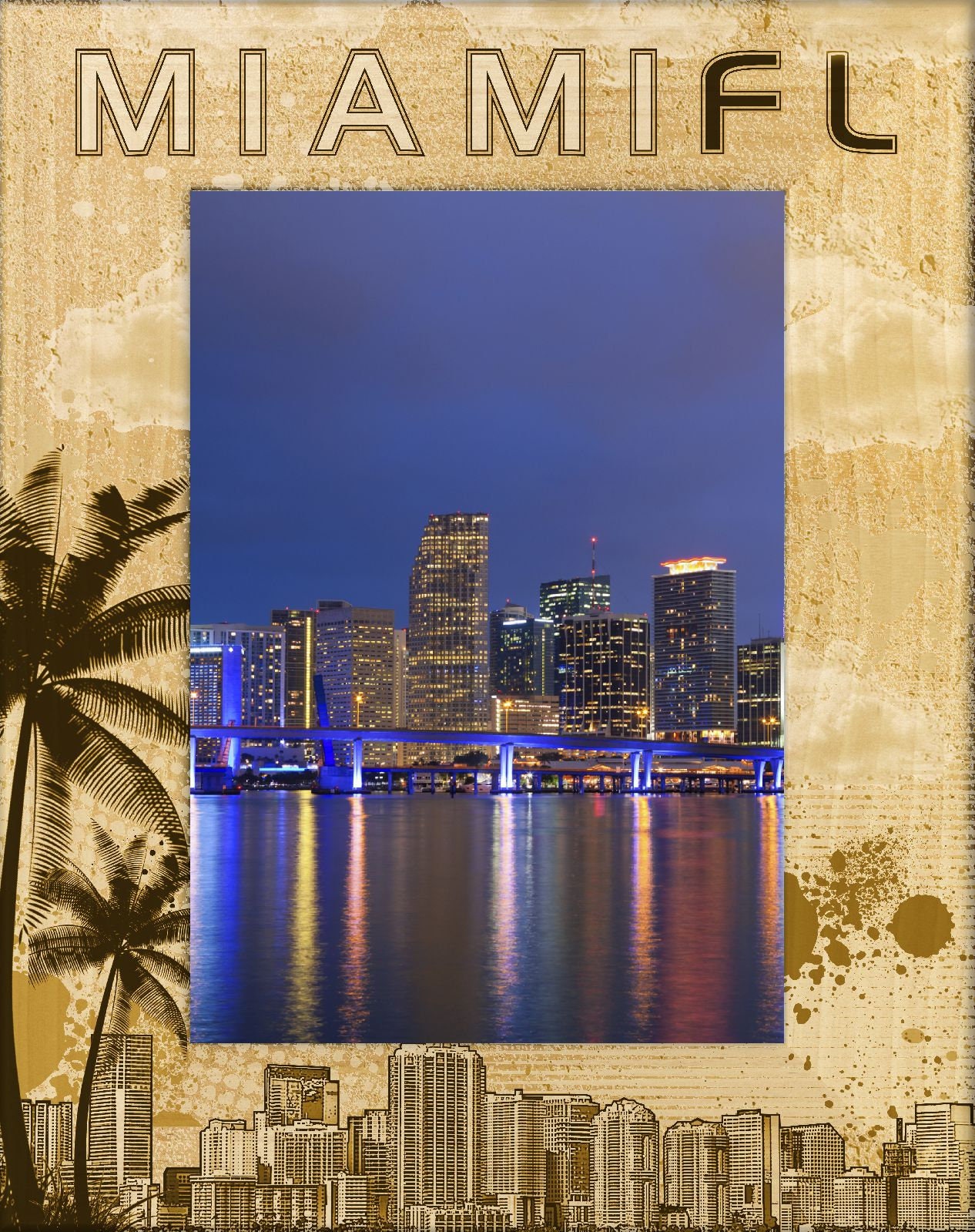 Miami Florida Laser Engraved Wood Picture Frame - Etsy