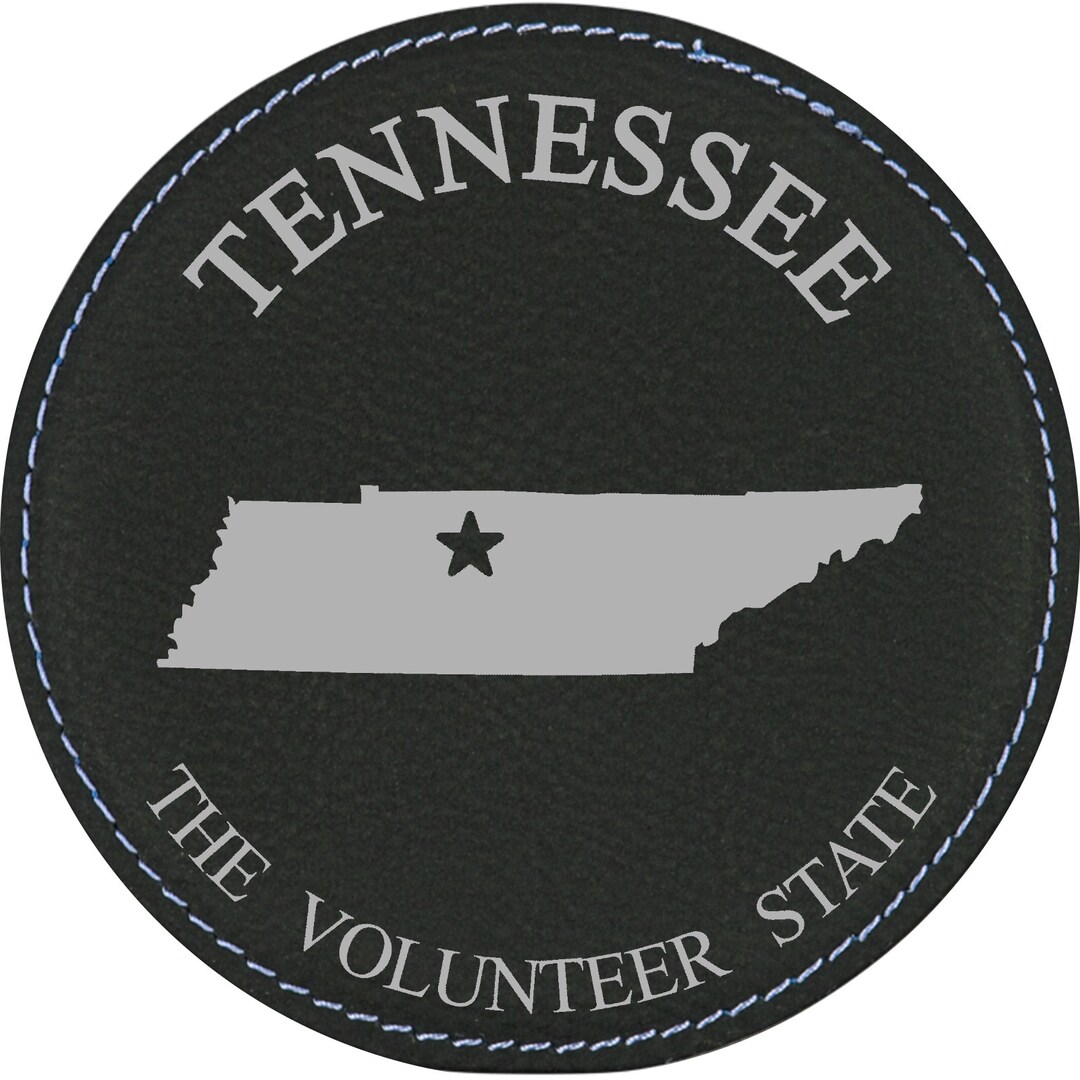 Tennessee State Outline With Motto 4" Round Leather 6-coaster Set With ...