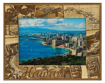 Kauai Hawaii Montage Laser Engraved Wood Picture Frame | Etsy