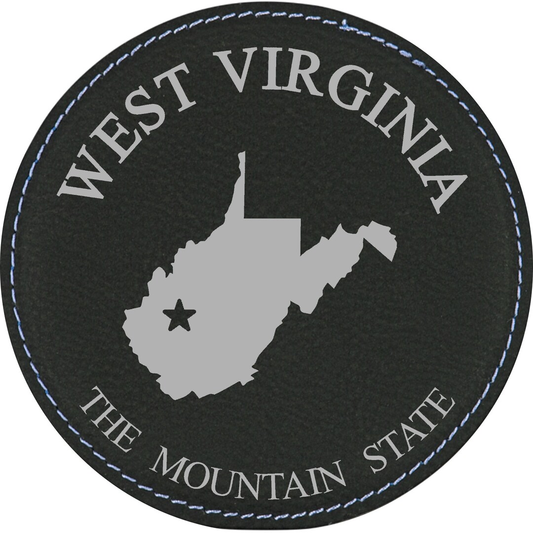 West Virginia State Outline With Motto 4" Round Leather 6-coaster Set ...