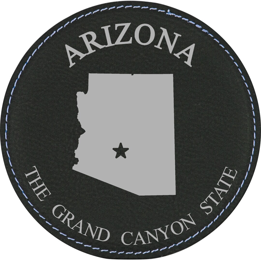 Arizona State Outline With Motto 4" Round Leather 6-coaster Set With ...