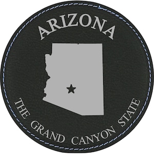 Arizona State Outline With Motto 4" Round Leather 6-coaster Set With ...