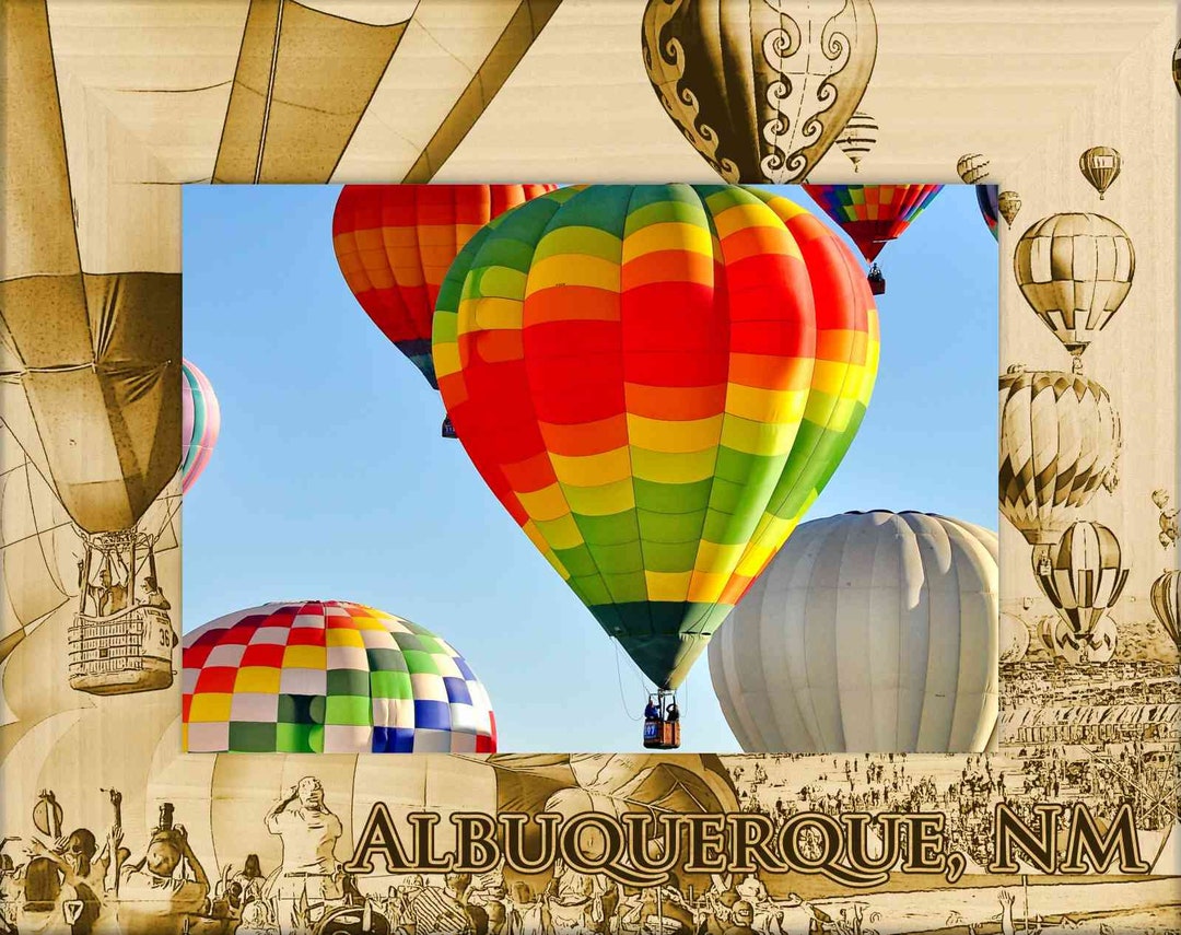 Albuquerque New Mexico With Balloons Laser Engraved Wood Picture Frame ...