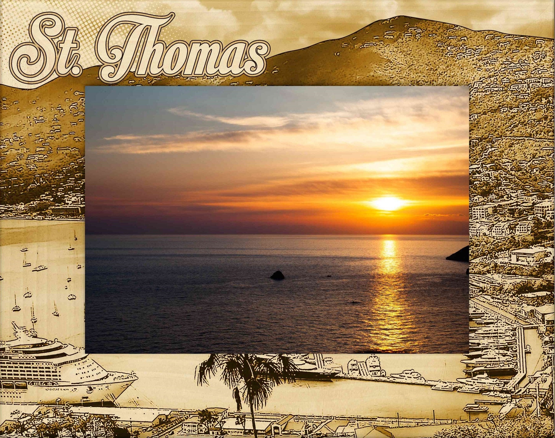 St. Thomas Laser Engraved Wood Picture Frame - Etsy