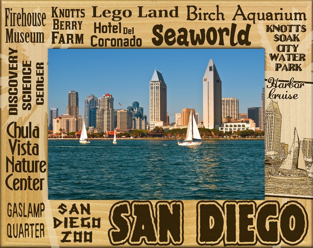 San Diego California Laser Engraved Wood Picture Frame - Etsy
