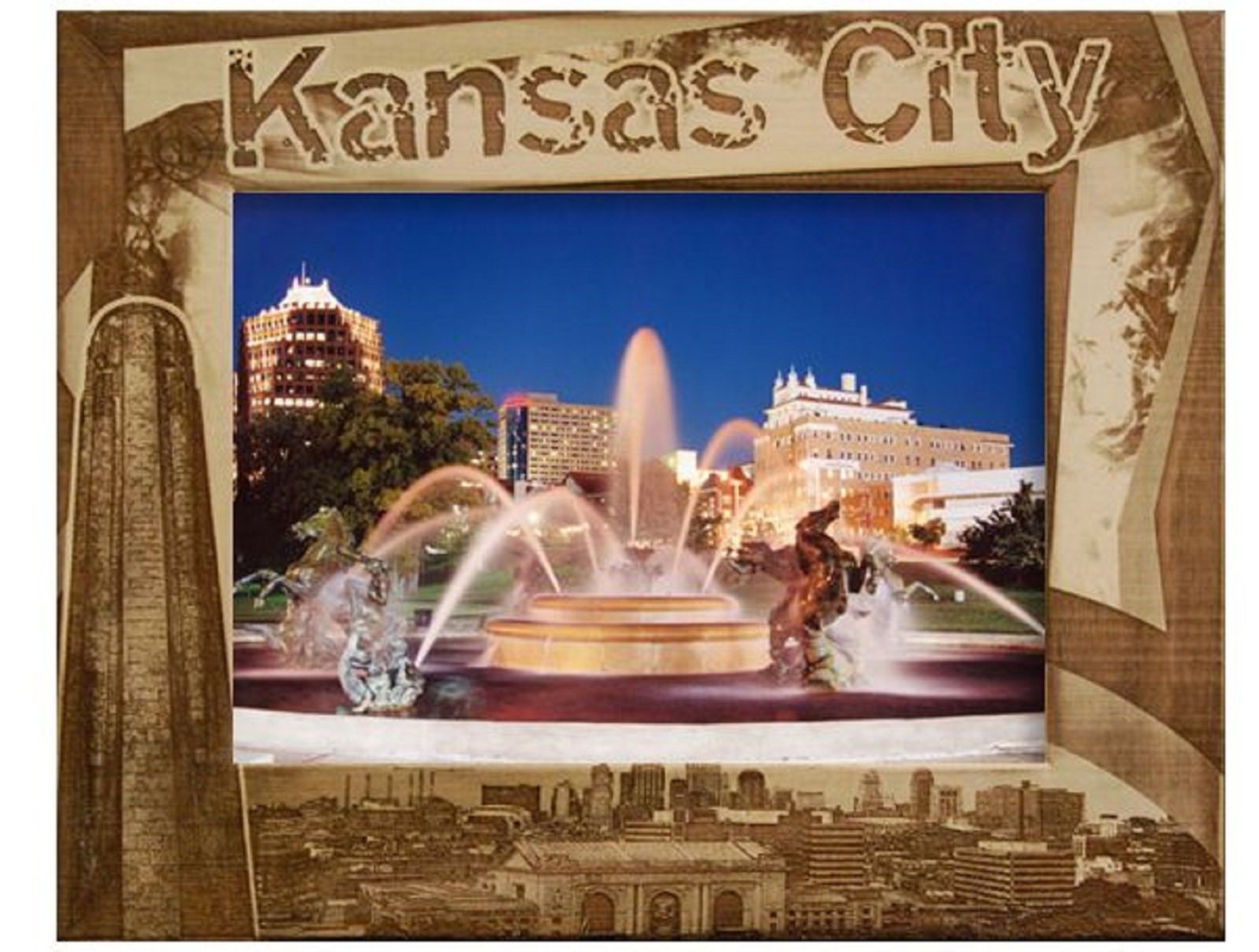 Kansas City Border Style Laser Engraved Wood Picture Frame - Etsy