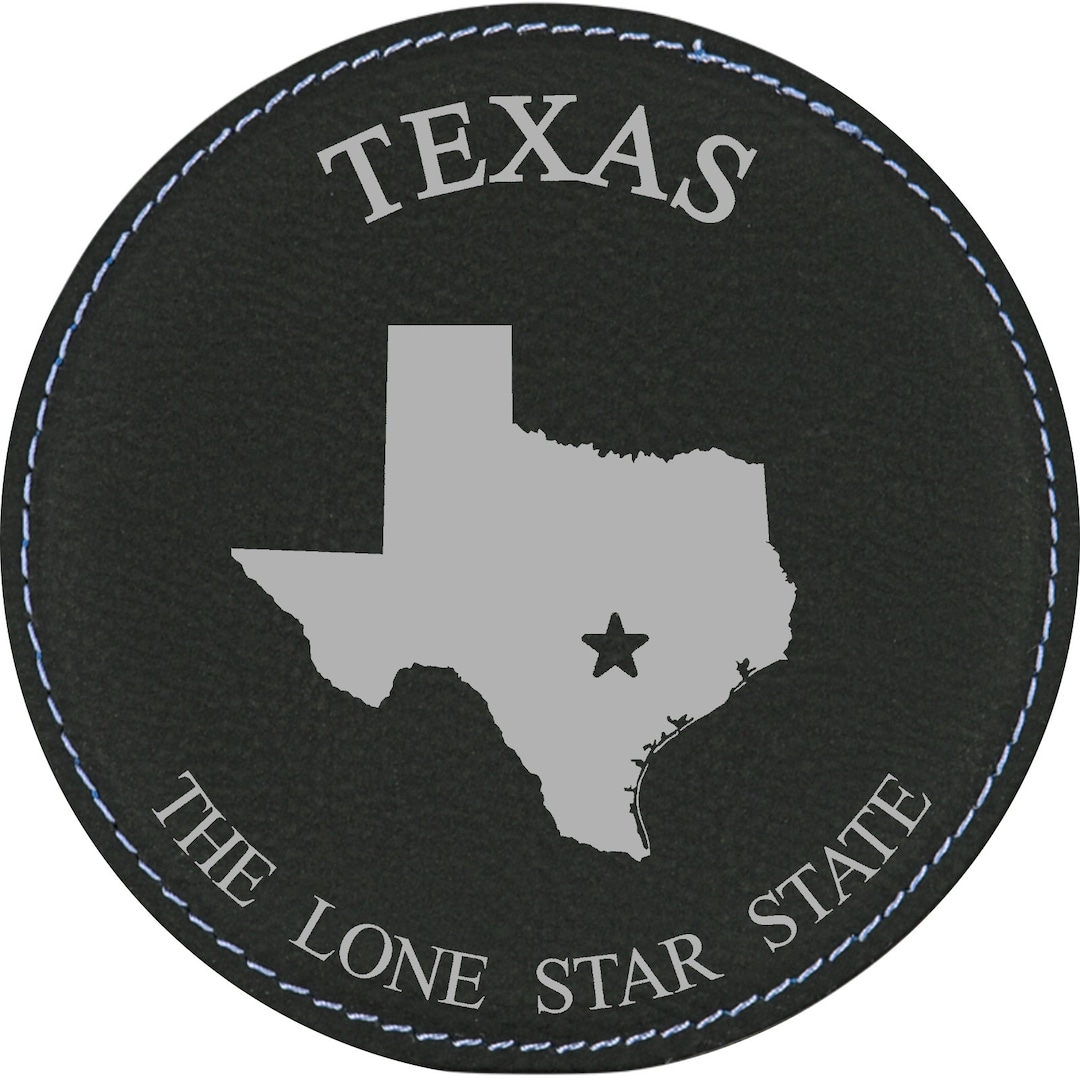 Texas State Outline With Motto 4" Round Leather 6-coaster Set With ...