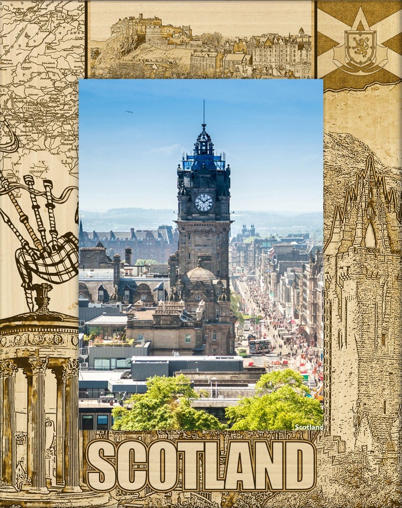 Scotland Quad Style Laser Engraved Wood Picture Frame - Etsy
