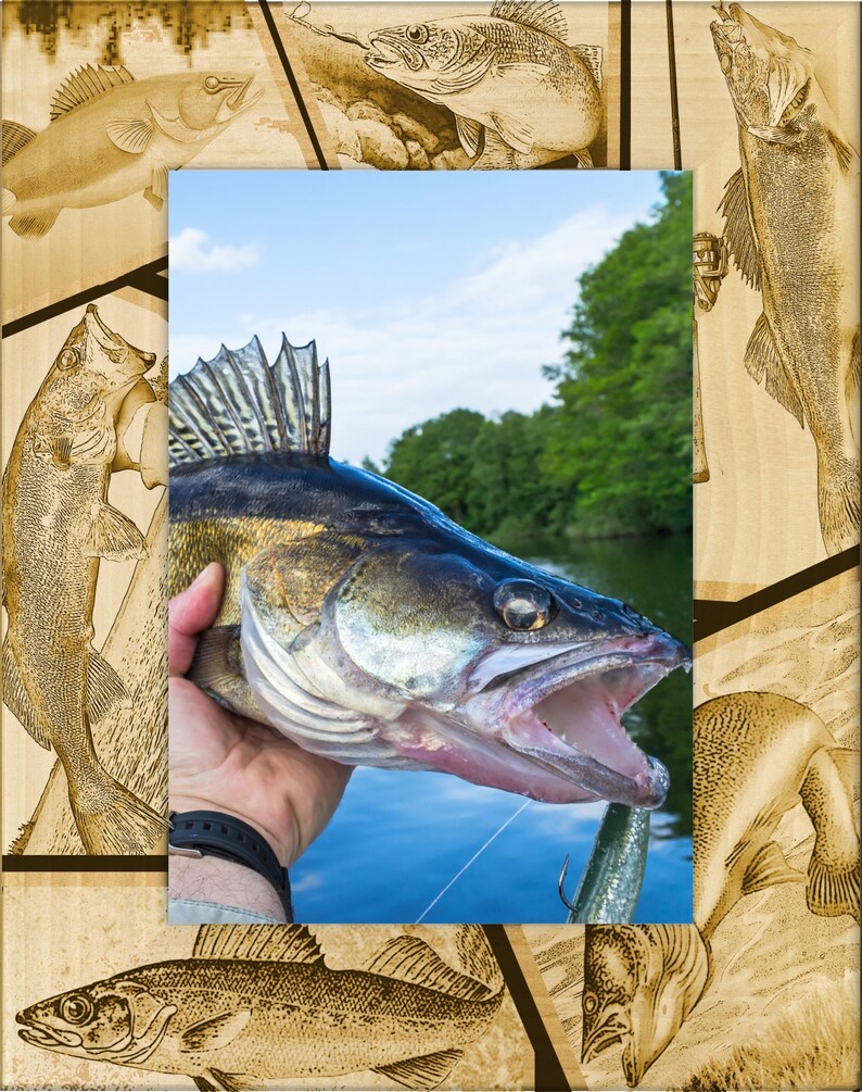 Walleye Fish Laser Engraved Wood Picture Frame - Etsy