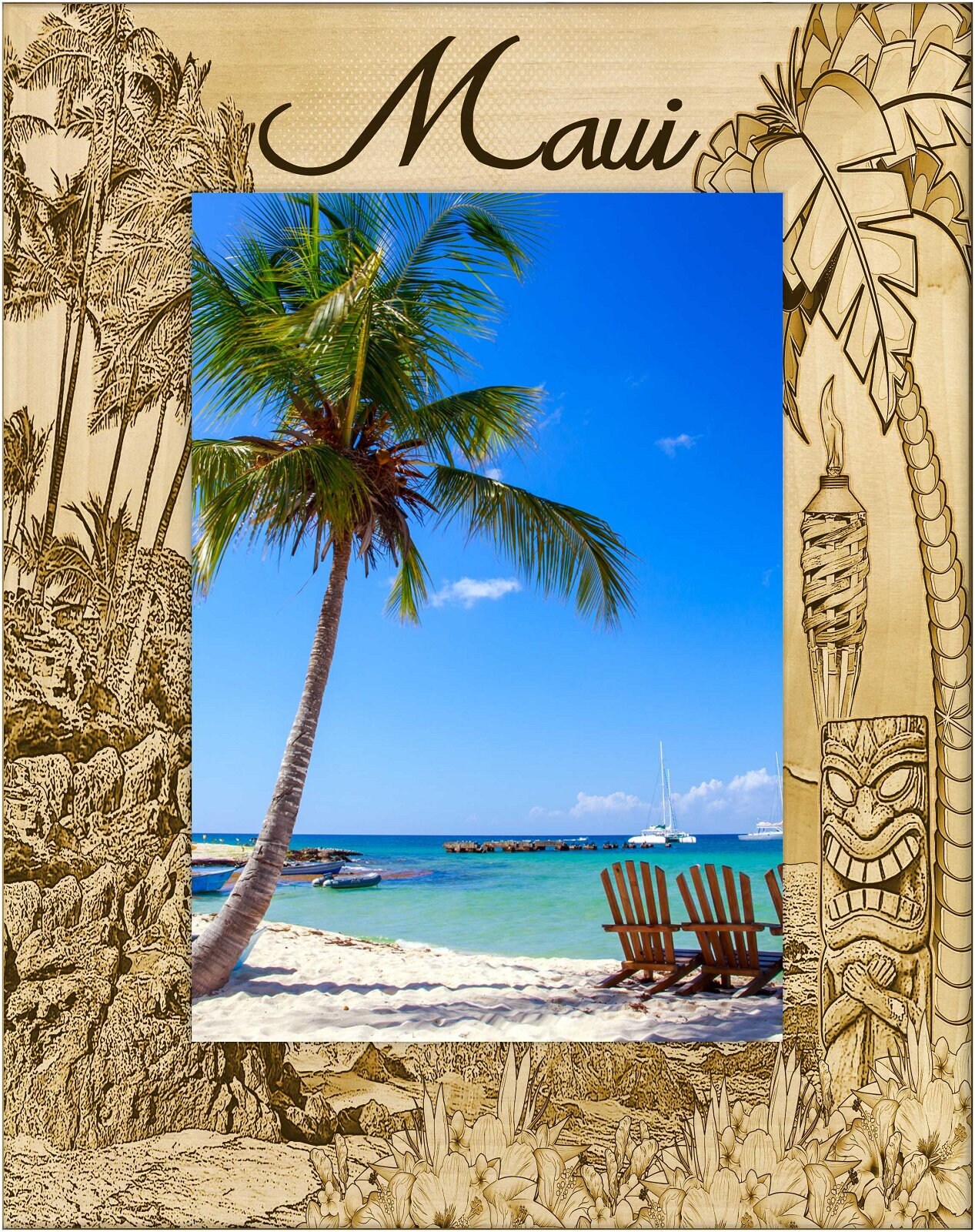 Maui Hawaii Laser Engraved Wood Picture Frame - Etsy