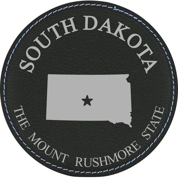 South Dakota State Outline With Motto 4 Round Leather - Etsy