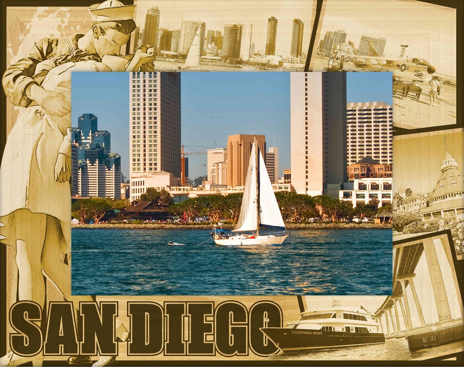 San Diego California Laser Engraved Wood Picture Frame - Etsy