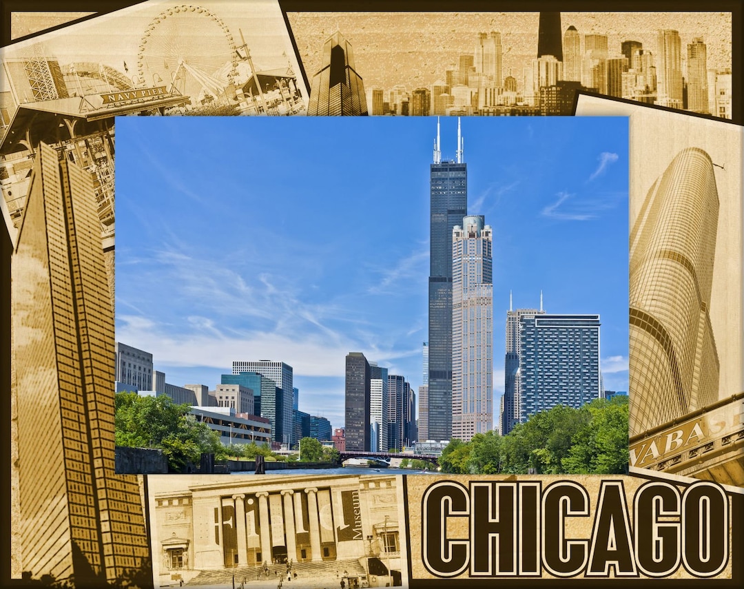 Chicago Landmarks Laser Engraved Wood Picture Frame - Etsy