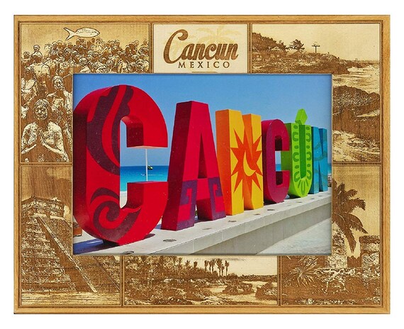 Cancun Mexico Laser Engraved Wood Picture Frame - Etsy