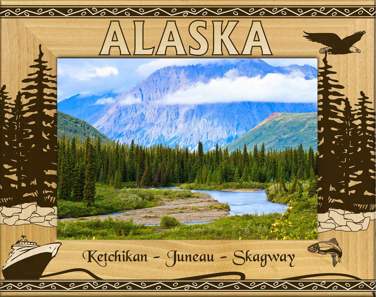 Alaska-ketchikan-juneau-skagway Laser Engraved Wood Picture Frame - Etsy