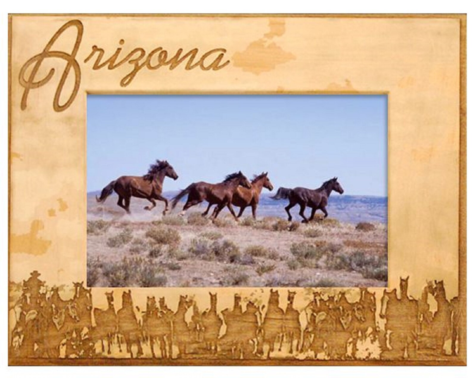 Arizona With Horses Laser Engraved Wood Picture Frame - Etsy