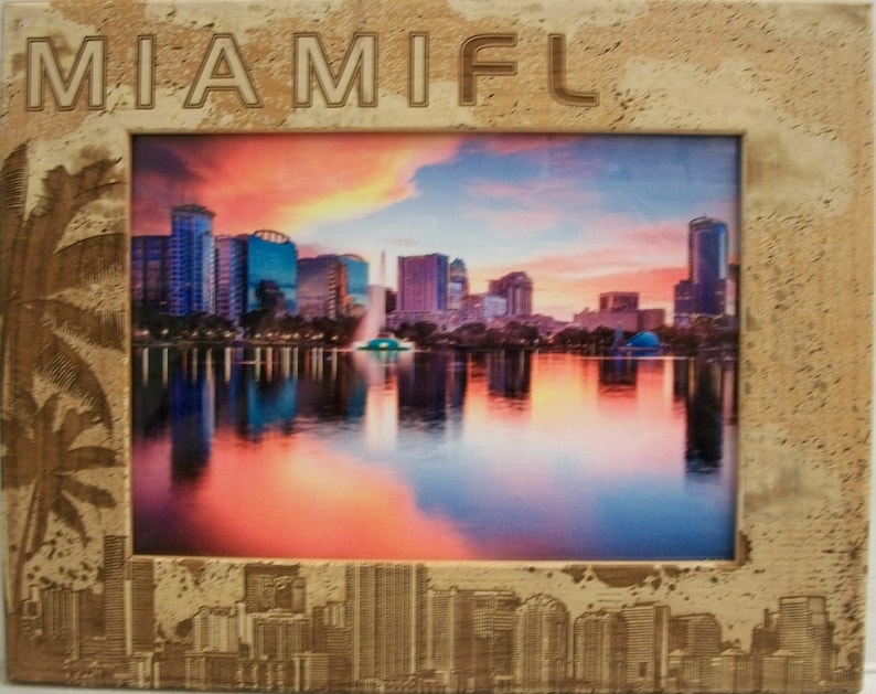 Miami Florida Laser Engraved Wood Picture Frame | Etsy