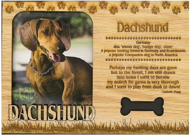 Dachshund Laser Engraved Wood Picture Frame Magnet - Etsy