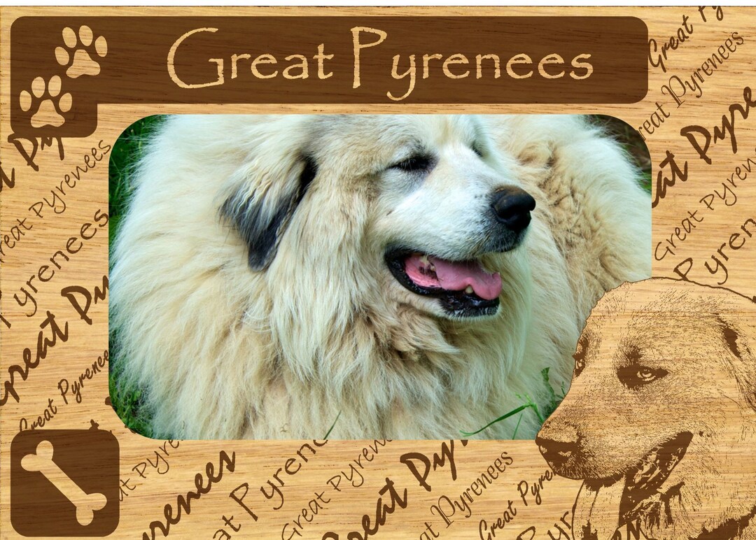 Great Pyrenees W Paws Engraved Wood Picture Frame Magnet - Etsy