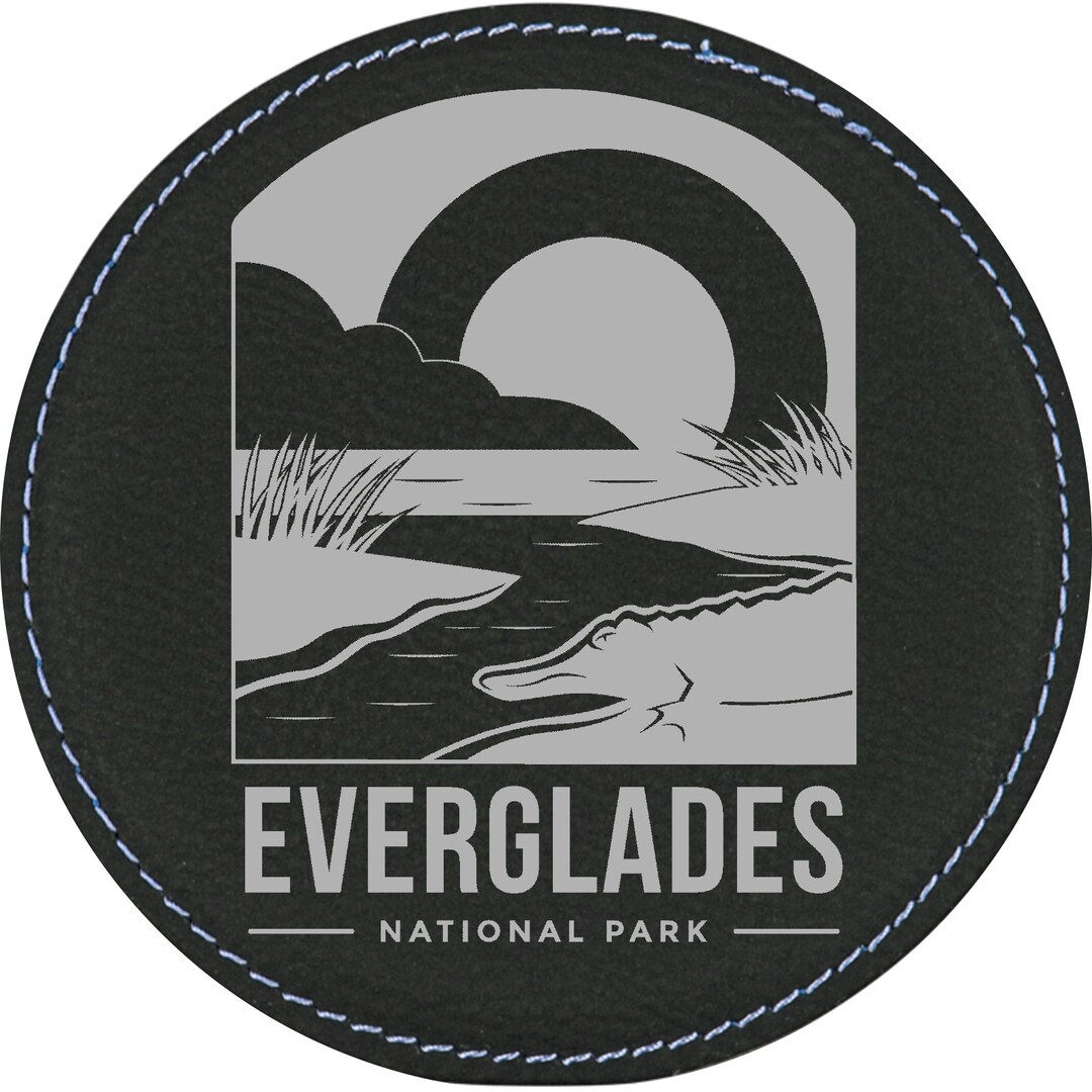 Everglades National Park 4" Round Leather 6-coaster Set With Holder - Etsy