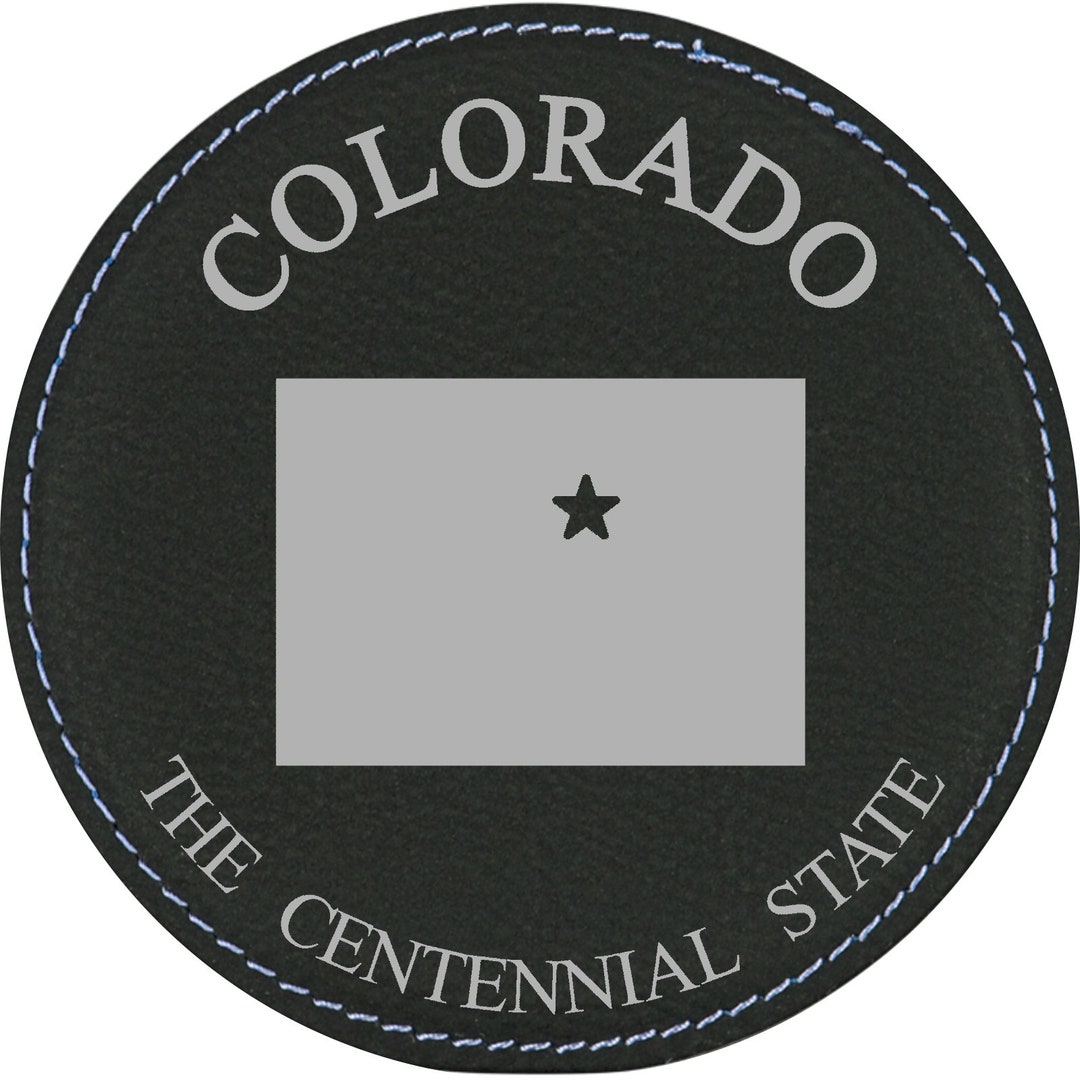 Colorado State Outline With Motto 4" Round Leather 6-coaster Set With ...