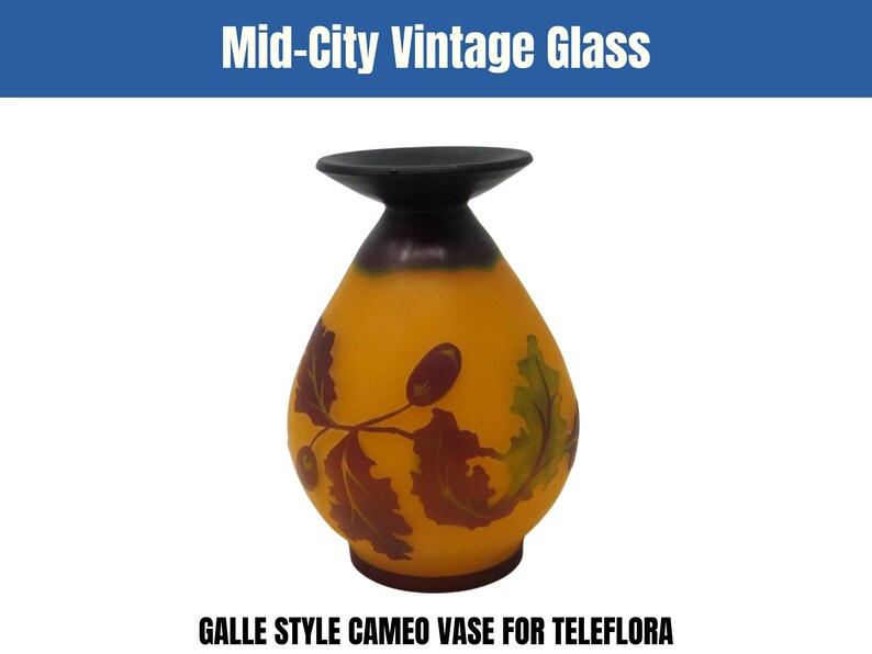 Vintage Teleflora Cameo Glass Vase: Galle-style Brown & Yellow Decor - Etsy