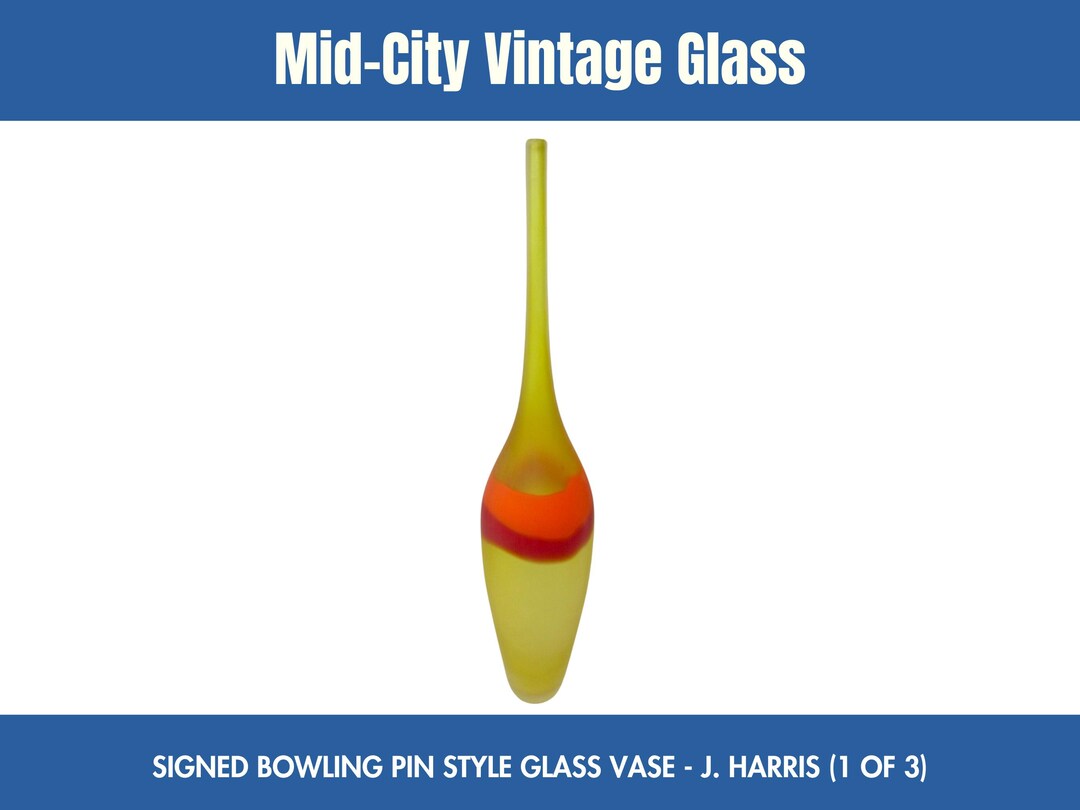 Hand-blown Glass Bowling Pin Vase: Yellow, Orange, Red - Signed J ...