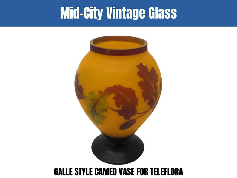 Vintage Teleflora Cameo Glass Vase: Galle-style Brown & Yellow Decor - Etsy