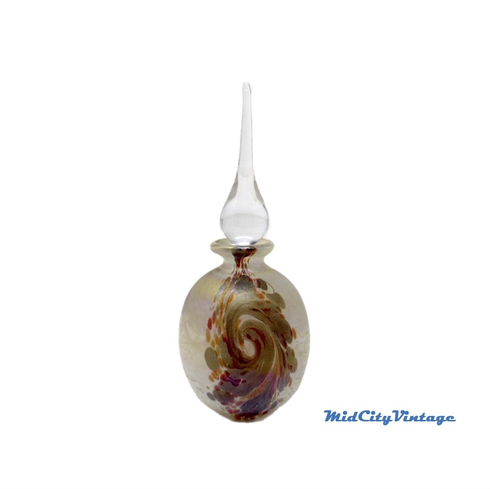 Glass Act Iridescent Perfume Bottle With Clear Teardrop Stopper - Etsy