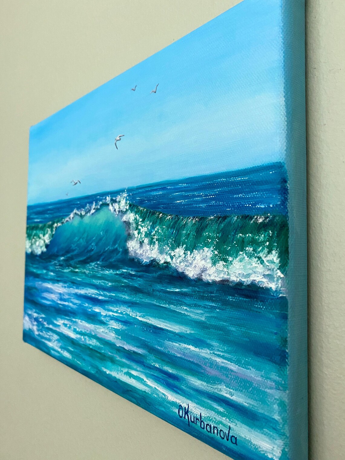 Wave Oil Painting on Canvas Seascape Original Art Ocean Wave California ...