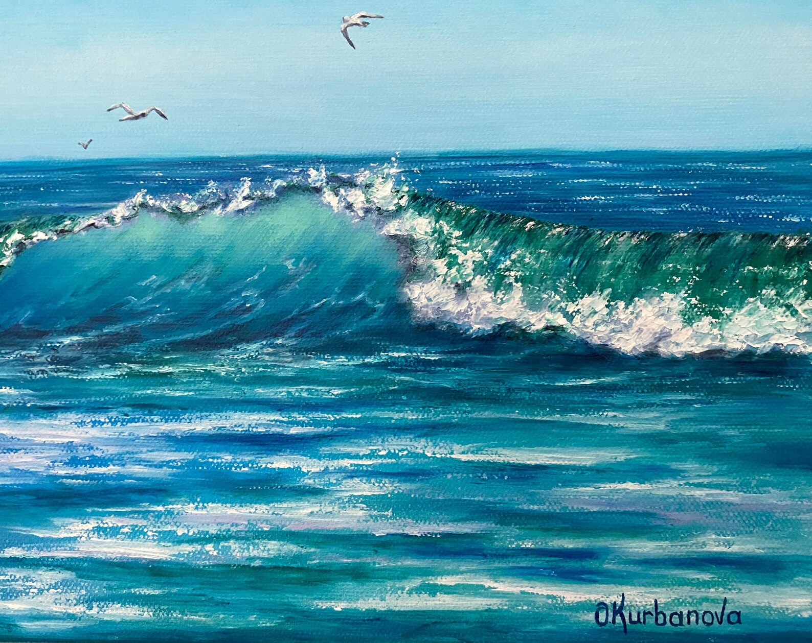 Wave Oil Painting on Canvas Seascape Original Art Ocean Wave California ...