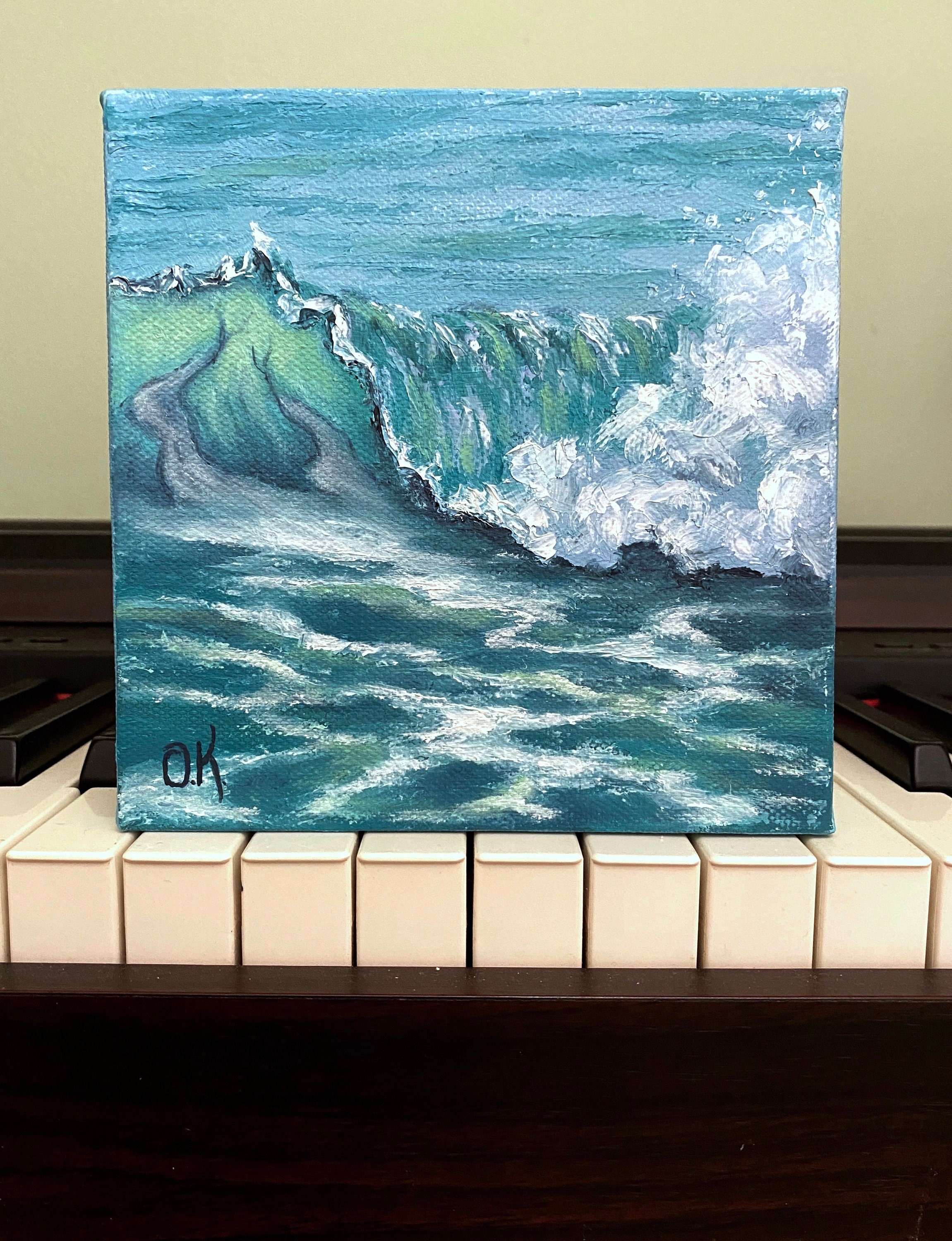 Impasto Seascape Oil Painting: Original Ocean Wave Art (6x6x1.5) - Etsy