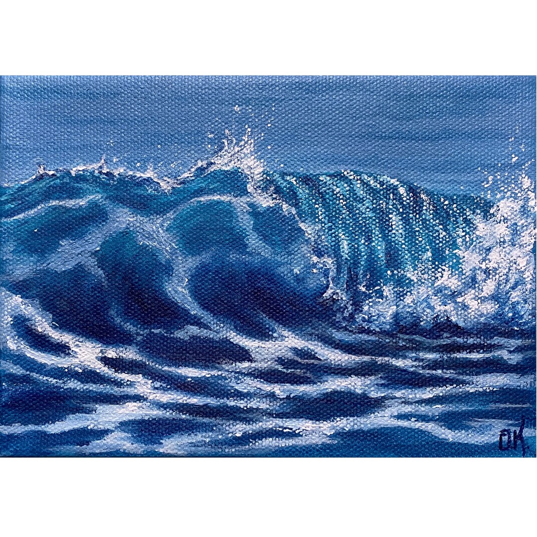 Ocean Wave Painting on Canvas Rolling Waves Painting Seascape Painting ...