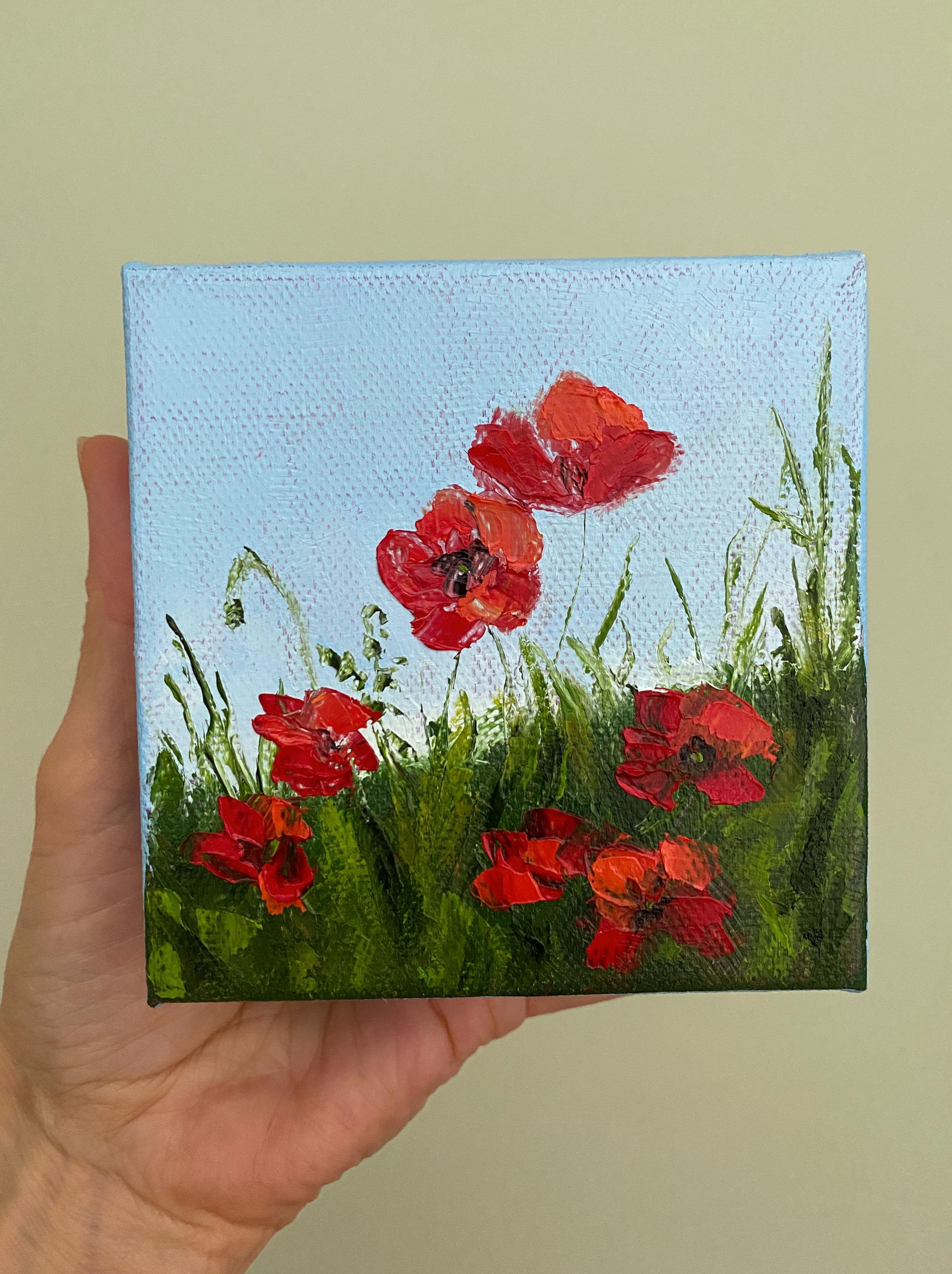 Poppy Painting Oil Original Art Poppy Field Artwork Impasto Flower ...