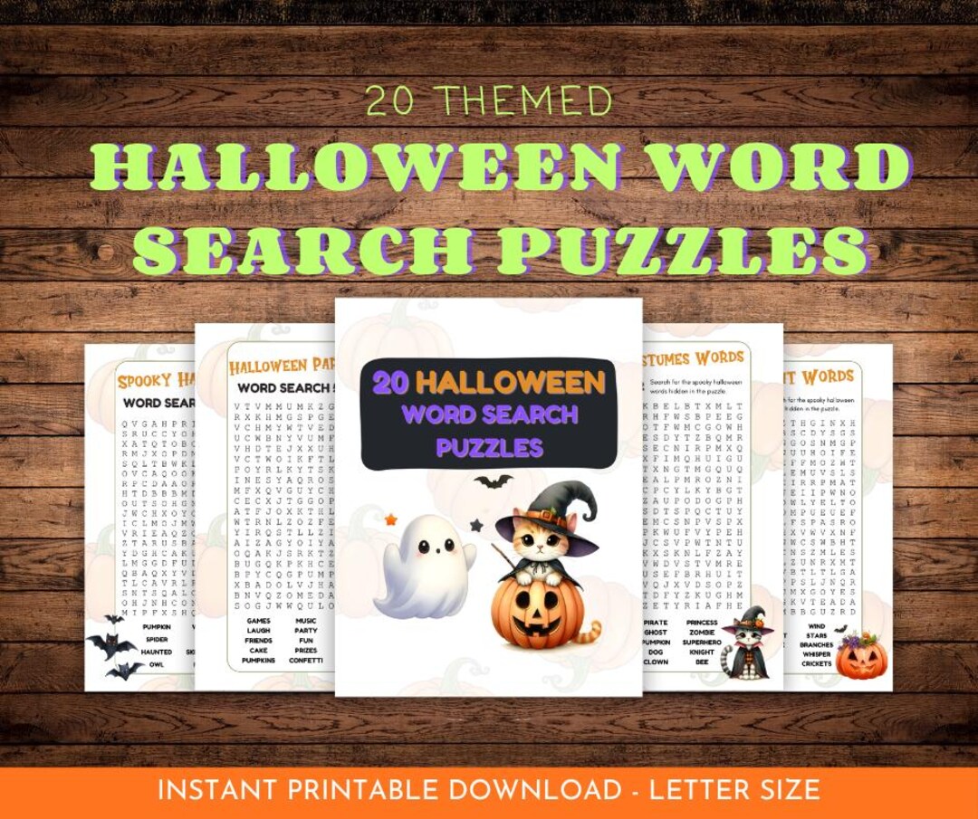 20 Halloween Word Search Puzzles – Printable Games (PDF) - Etsy