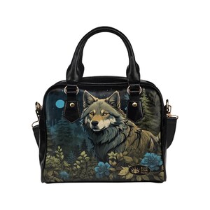 Forest Wolf Purse, Cottagecore Handbag, Shoulder Bag, Womens Bowler Bag ...