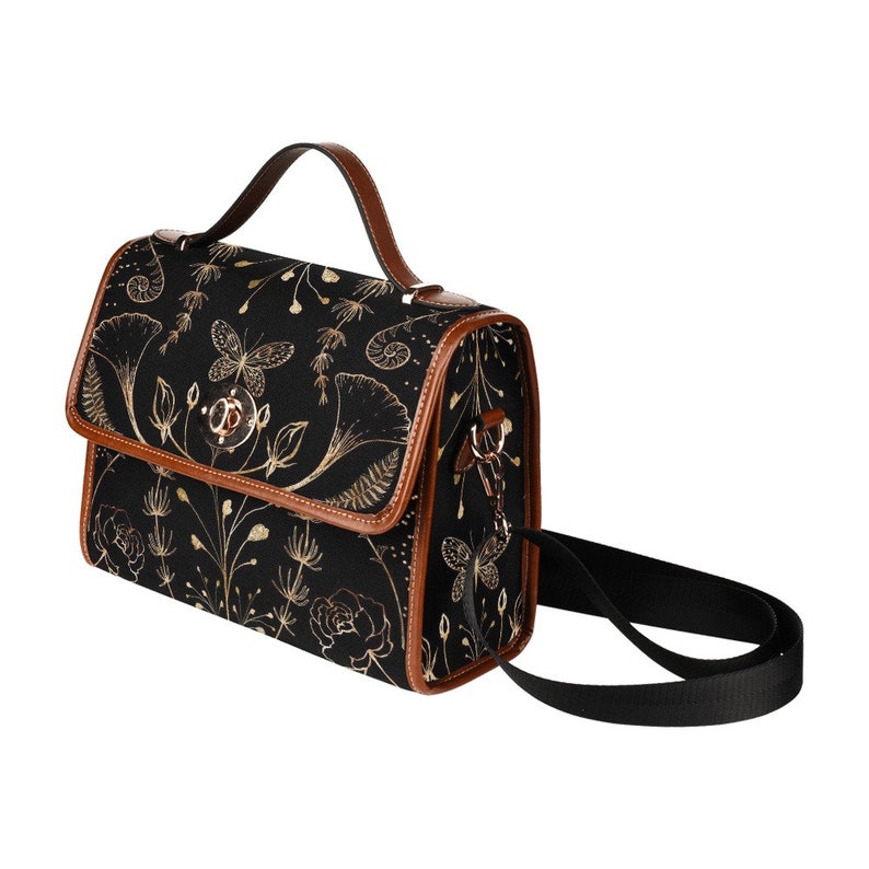 Elegant Flower Butterfly Cross Body Purse, Witch Canvas Satchel Bag ...
