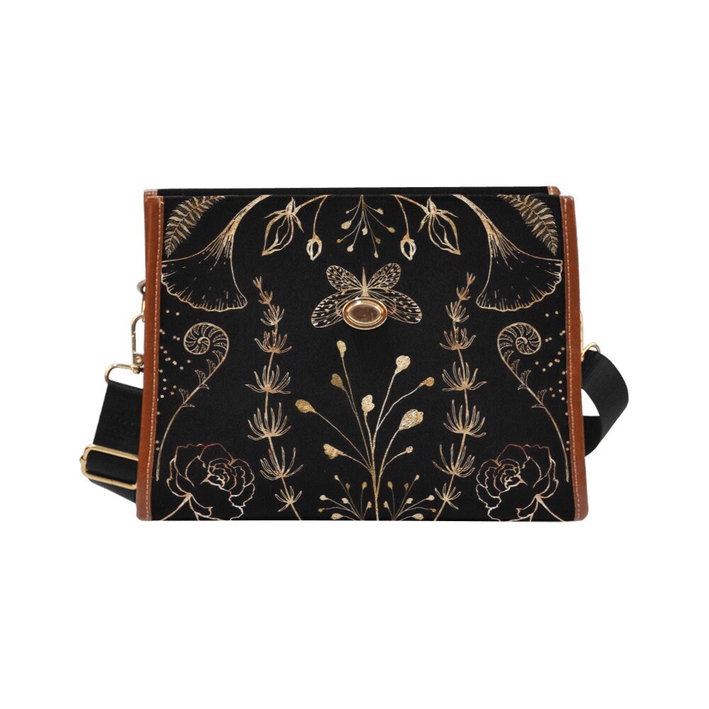 Elegant Flower Butterfly Cross Body Purse, Witch Canvas Satchel Bag ...