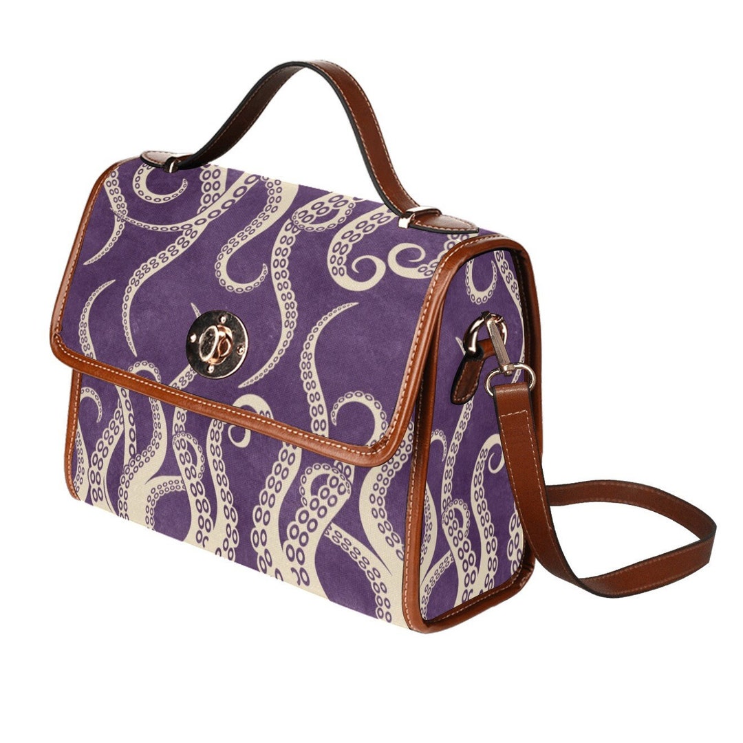 Purple Octopus Tentacles Purse, Gothic Canvas Satchel Bag, Steampunk ...
