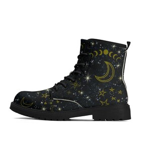 Moon Boots, Witchy Black Boots, Celestial Boots, Artistic Moon Phases ...