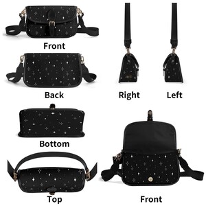 Minimalist Black Diamond Sparkle Stars Small Buckle Bag, Celestial ...