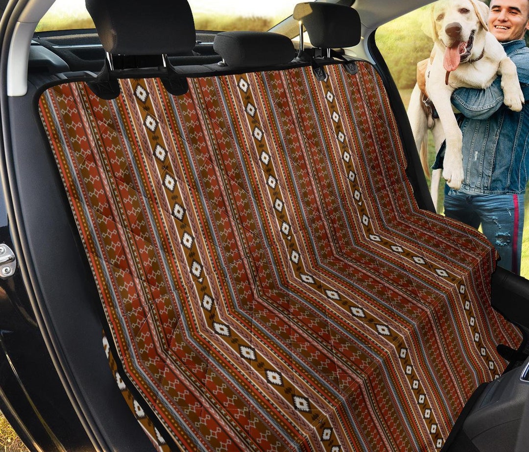 Boho Rust Aztec Car Back Covers Tribal Stripes Seat Pet Seat Protector ...