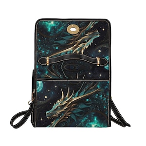 Emerald Green Dragon Purse, Unusual Fantasy Gift, Canvas Satchel Purse ...