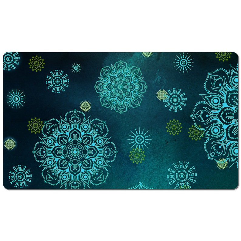Desk Mats Turquoise Blue Mandalas Lime Green Yoga Meditation | Etsy