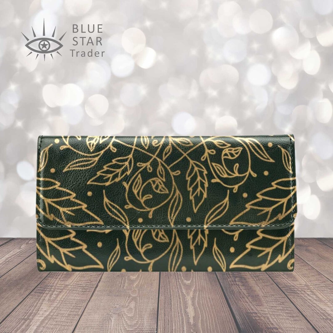 Green Leaves Mandala Trifold Wallet Womens 7.5 Inch Vegan - Etsy