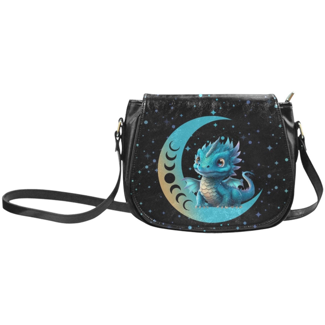 Blue Baby Dragon Purse, Moon Phases Bag, Pastel Vegan Crossbody Bag ...