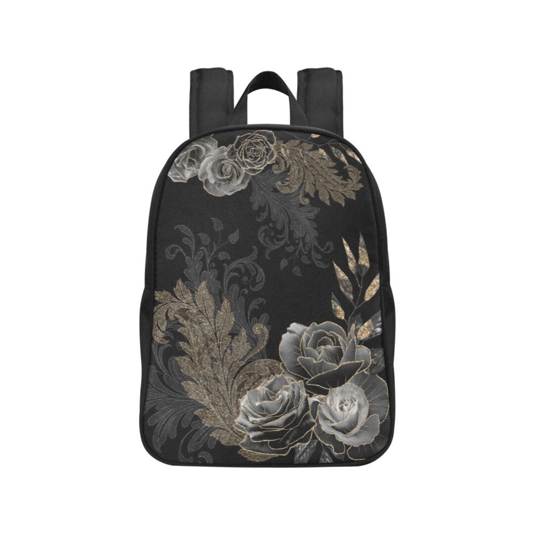 Goth Flowers Backpack Black Roses Bookbag select Size - Etsy