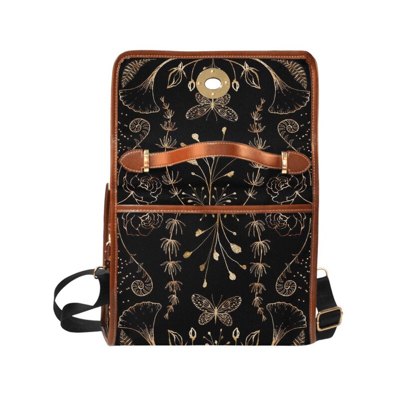 Elegant Flower Butterfly Cross Body Purse, Witch Canvas Satchel Bag ...
