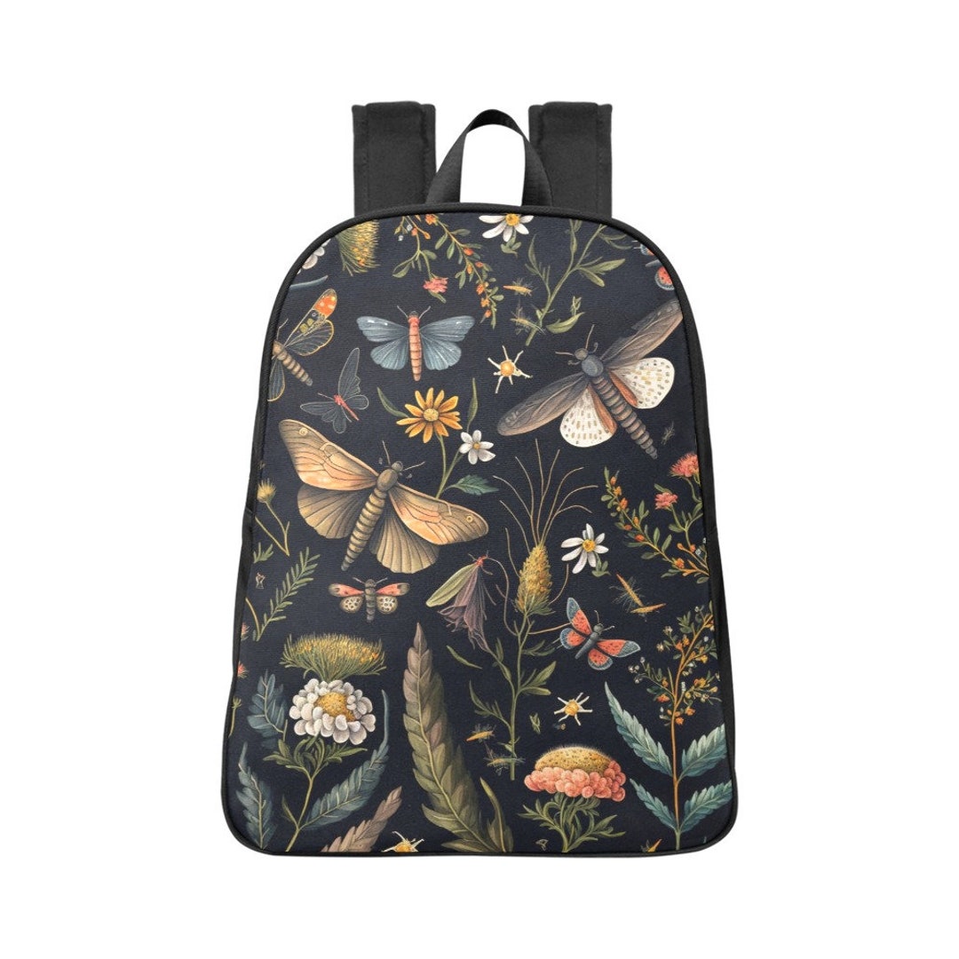 Botanical Moths Back Pack Moths Backpack Boho Bookbag - Etsy