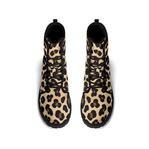 Classic Tan Leopard Print Boots, Animal Print Combat Boots, Leopard ...